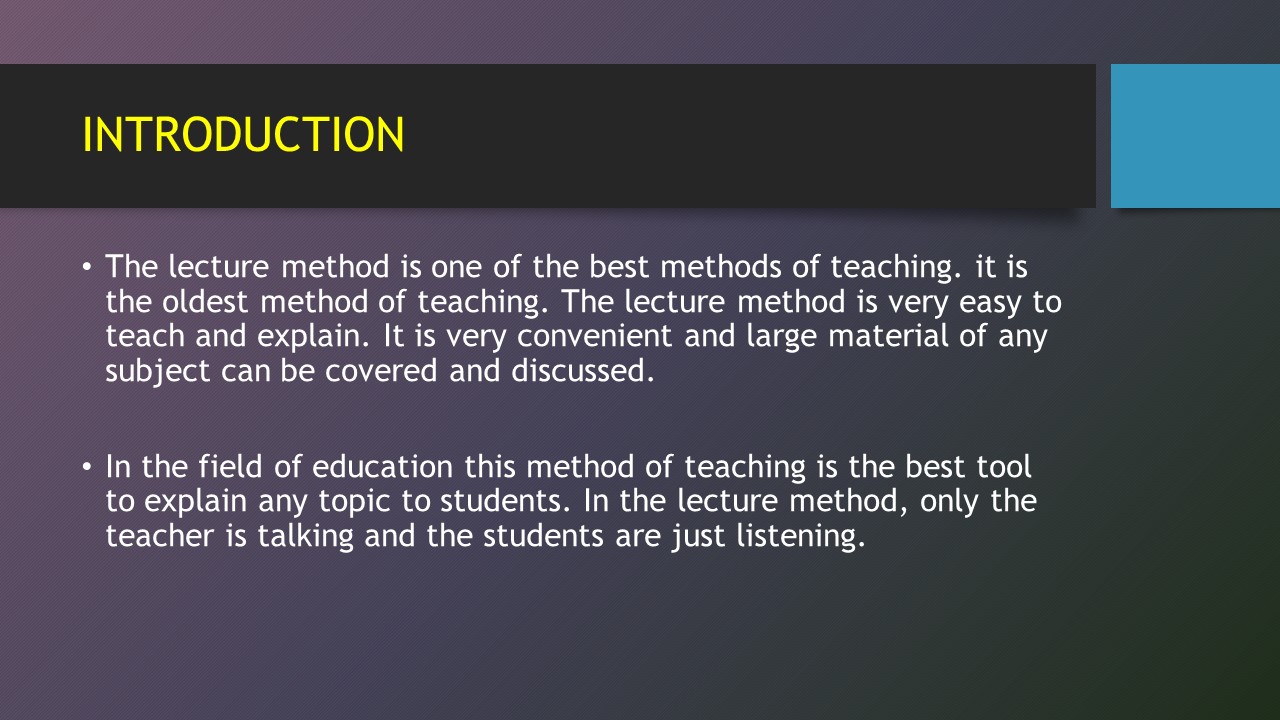 PPT on Lecture Method of Teaching - The Legal Info